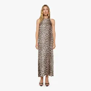 La Prestic Ouiston Marbella Dress Panthere Print Silk Halterneck Maxi