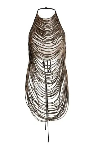 Zuhair Murad Beaded Fringes Top - Black