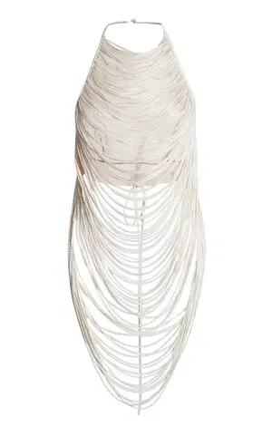 Zuhair Murad Beaded Fringes Top - White