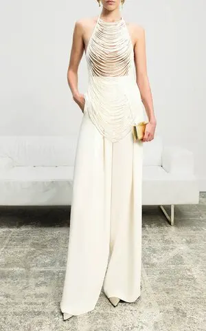 Zuhair Murad Beaded Fringes Top - White