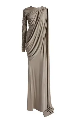 Zuhair Murad Jersey One Shoulder Long Dress - Light Grey
