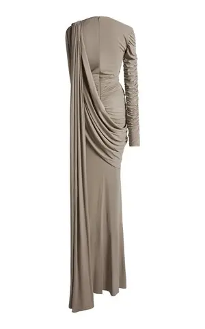 Zuhair Murad Jersey One Shoulder Long Dress - Light Grey