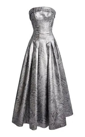 Zuhair Murad Heavy Jacquard Ankle Dress - Silver