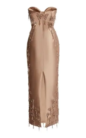 Zuhair Murad Mikado Embroidered Off-shoulder Ankle/dress
