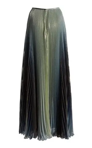 Zuhair Murad Printed Lame Plisse Ankle Skirt