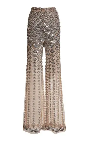 Zuhair Murad Tulle Embroidered Wide Leg Pants