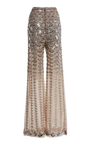 Zuhair Murad Tulle Embroidered Wide Leg Pants