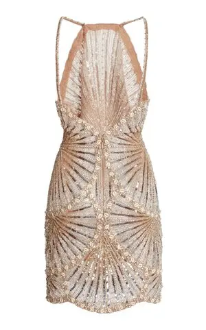 Zuhair Murad Sand Shell Embroidered Mini Dress