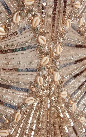 Zuhair Murad Sand Shell Embroidered Mini Dress