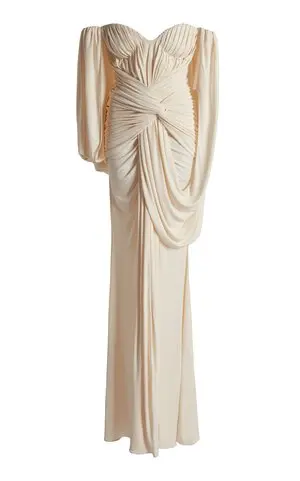 Zuhair Murad Jersey Off-shoulder Long Dress - White