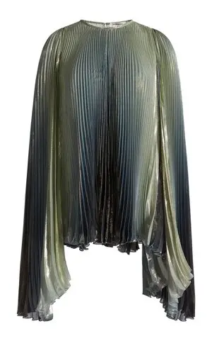 Zuhair Murad Printed Lame Plisse Blouse - Multi