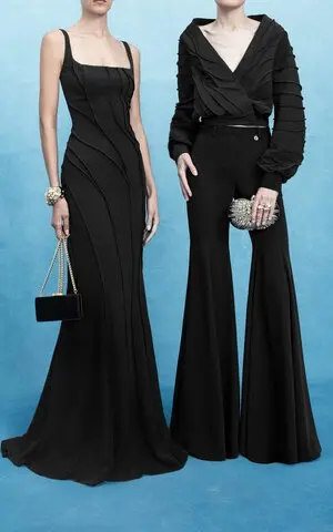 Zuhair Murad Heavy Cady Long Dress With Pintucks