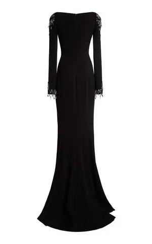 Zuhair Murad Heavy Cady Brooches Embroidered Long Dress