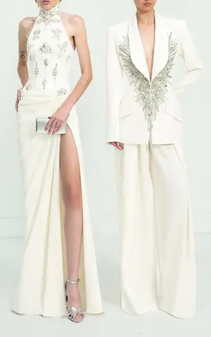 Zuhair Murad Embroidered Halter Neck Gown