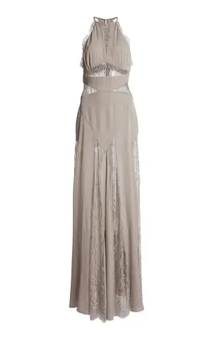 Zuhair Murad Georgette Lace Halter Long Dress