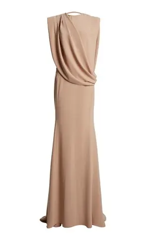 Zuhair Murad Light Cady Squared Shoulder Long Dress