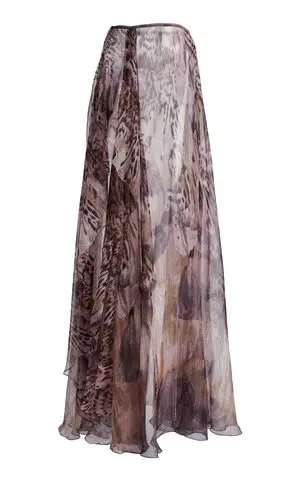 Zuhair Murad Chiffon Guppy Long Skirt - Print