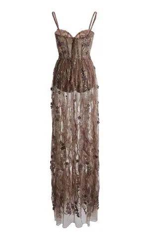 Zuhair Murad Tulle Embroidered Long Dress