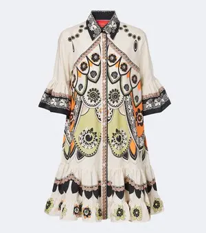 La DoubleJ Printed Tiered Cotton Poplin Mini Dress - Multicoloured