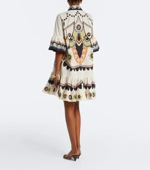 La DoubleJ Printed Tiered Cotton Poplin Mini Dress - Multicoloured