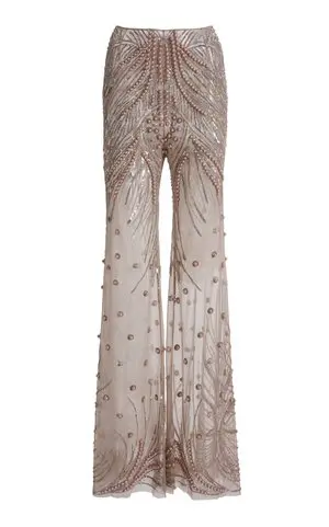 Zuhair Murad Tulle Algua Embroidered Wide Leg Pants