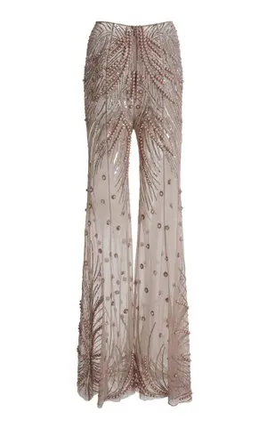 Zuhair Murad Tulle Algua Embroidered Wide Leg Pants