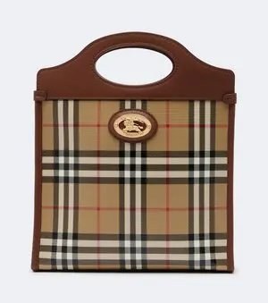 Burberry Check Medium Top-handle Bag - Beige