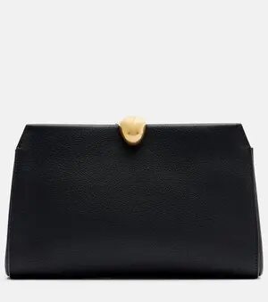 Nour Hammour Leather Clutch With Gold Tone Clasp
