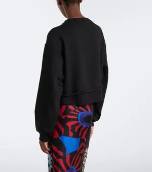 Dries Van Noten Cropped Cotton Jersey Sweatshirt - Black