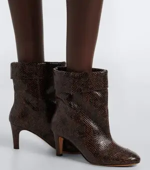 Isabel Marant Étoile Eldra Snakeskin Effect Leather Ankle Boots