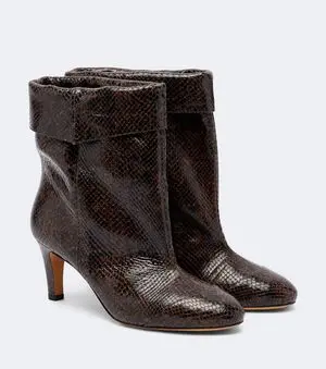 Isabel Marant Étoile Eldra Snakeskin Effect Leather Ankle Boots - Brown