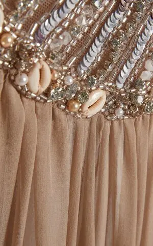 Zuhair Murad Chiffon Sand Shell Long Dress
