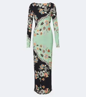 Roberto Cavalli Floral Print Maxi Dress - Blue