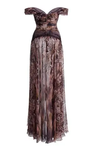 Zuhair Murad Chiffon Guppy Cut-outs Long Dress