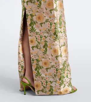 MARKARIAN Off-shoulder Floral Brocade Gown