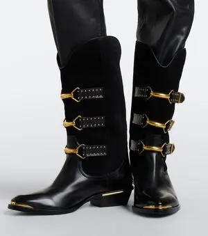 Isabel Marant Étoile Mexia Leather And Suede Cowboy Boots - Black