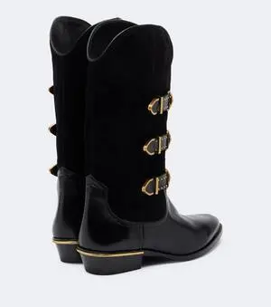 Isabel Marant Étoile Mexia Leather And Suede Cowboy Boots - Black