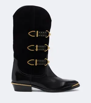 Isabel Marant Étoile Mexia Leather And Suede Cowboy Boots - Black