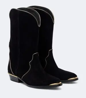 Isabel Marant Étoile Elbini Suede Cowboy Boots - Black