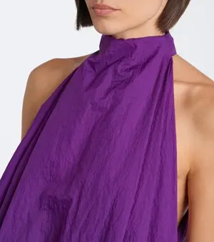 Alaïa Halterneck Balloon Hem Mini Dress - Purple