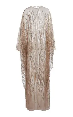 Zuhair Murad Posidonia Stone Embroidered Kaftan - Nude