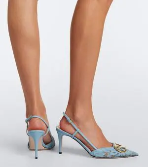 Valentino Garavani Vlogo Lace Slingback Pumps
