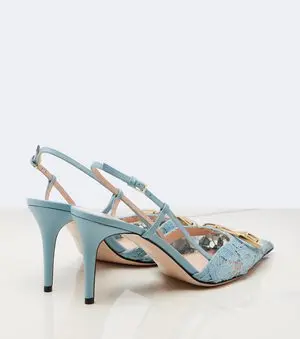 Valentino Garavani Vlogo Lace Slingback Pumps