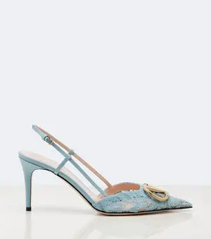 Valentino Garavani Vlogo Lace Slingback Pumps