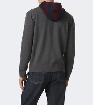 Moncler Hooded Wool And Cashmere Zip-up Cardigan