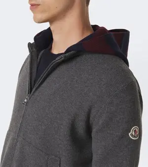 Moncler Hooded Wool And Cashmere Zip-up Cardigan