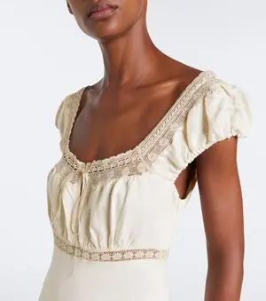 Rixo Maeva Lace-trimmed Linen-blend Maxi Dress - White
