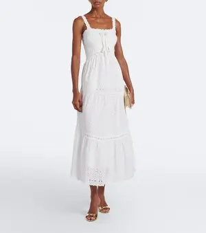 Ulla Johnson Constance Broderie Anglaise Midi Dress - White