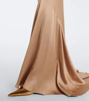 Max Mara Open-back Satin Maxi Dress - Beige