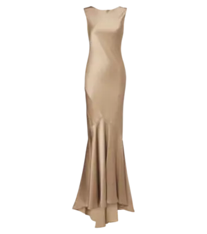 Max Mara Open-back Satin Maxi Dress - Beige